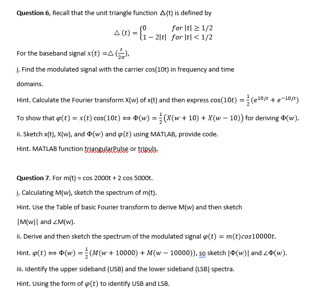 Solved Question 6, Recall that the unit triangle function | Chegg.com
