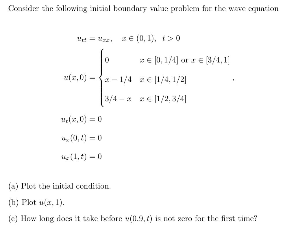 Solved Consider The Following Initial Boundary Value Problem