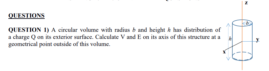 Solved A circular volume with radius b and heighth has | Chegg.com