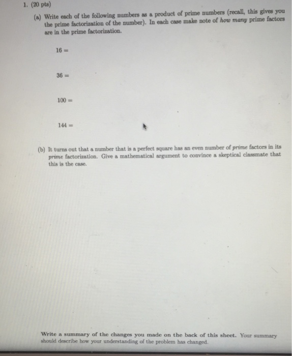 Solved 1. (20 pts) (a) Write each of the following numbers | Chegg.com