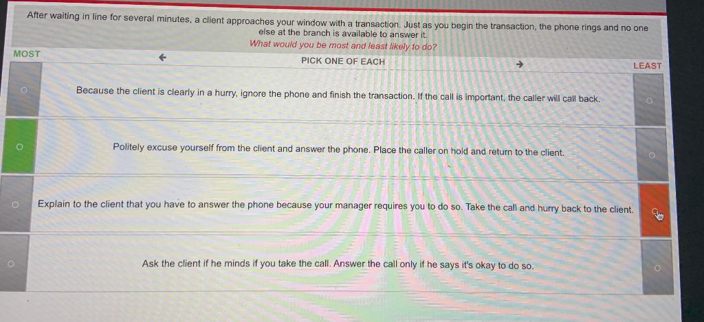 Solved After waiting in line for several minutes, a client | Chegg.com