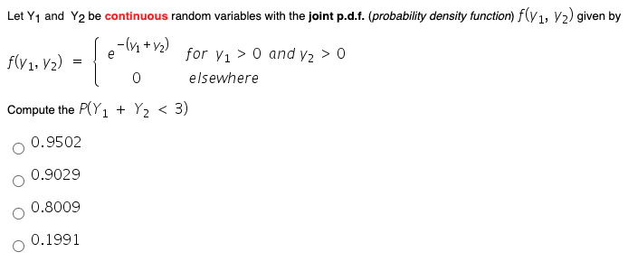 Solved Let Y1 and Y2 be continuous random variables with the | Chegg.com