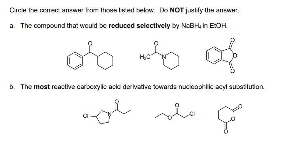 Solved Circle the correct answer from those listed below. Do | Chegg.com