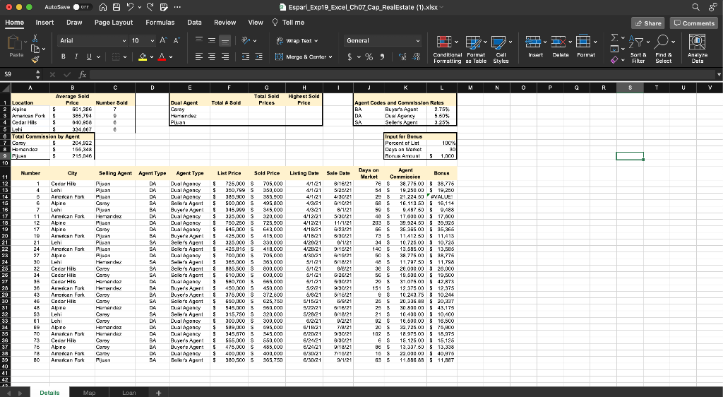 Solved The top-middle section of the spreadsheet is designed | Chegg.com