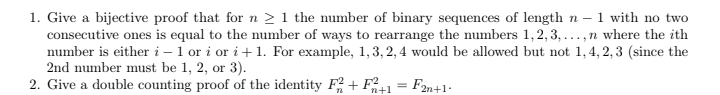 1. Give a bijective proof that for n≥1 the number of | Chegg.com