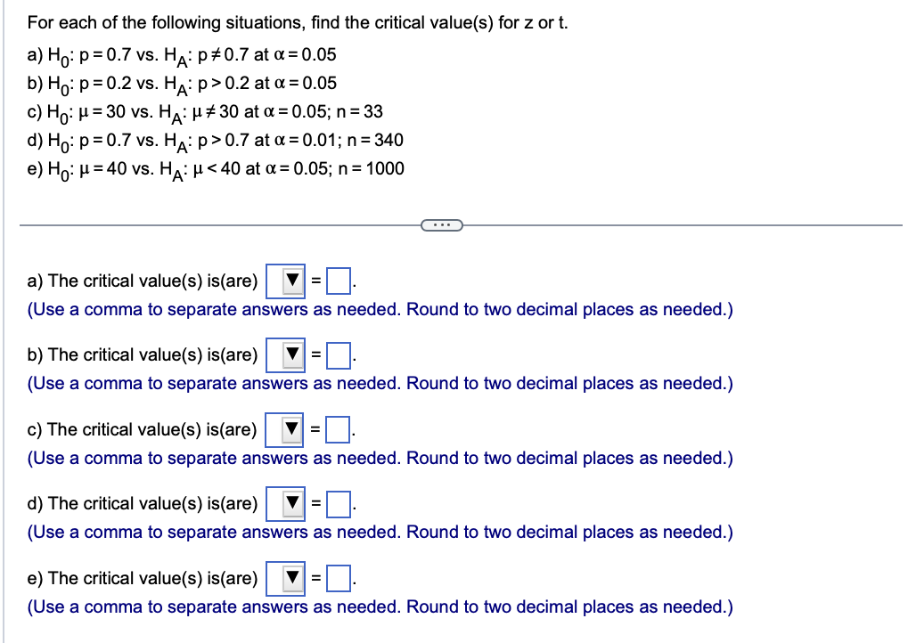 Solved For each of the following situations, find the | Chegg.com