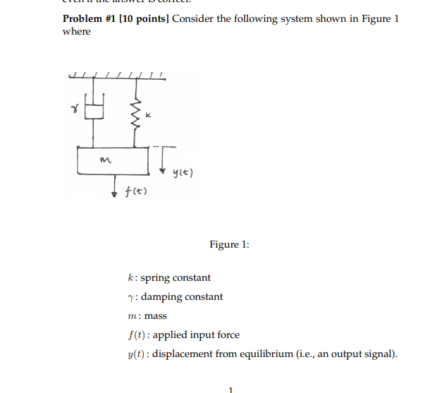Solved Problem #1 (10 points] Consider the following system | Chegg.com