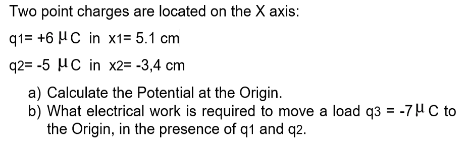 Solved Two point charges are located on the X axis: q1= +6 ° | Chegg.com