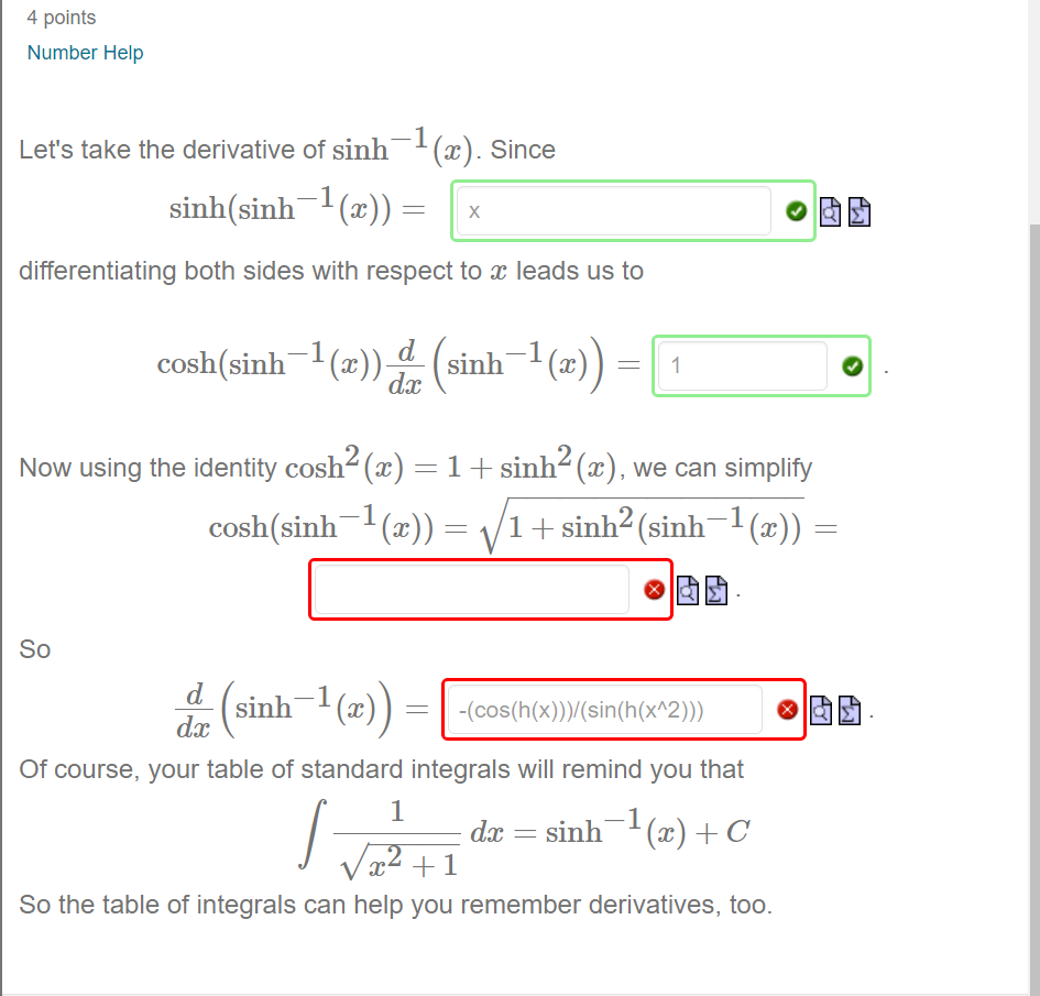 Solved 4 points Number Help Let's take the derivative of | Chegg.com