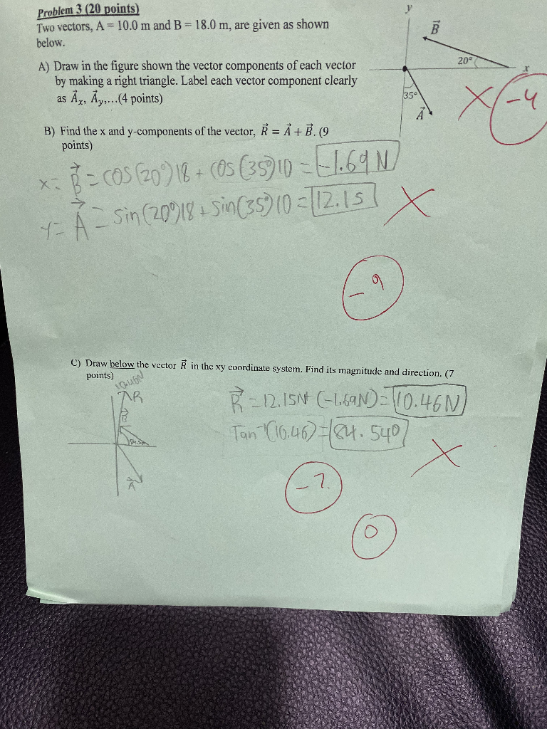 Solved Problem 3 (20 points) Two vectors, A = 10.0 m and B = | Chegg.com