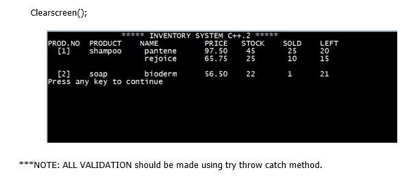 Solved 1. Make an inventory program for products. The | Chegg.com