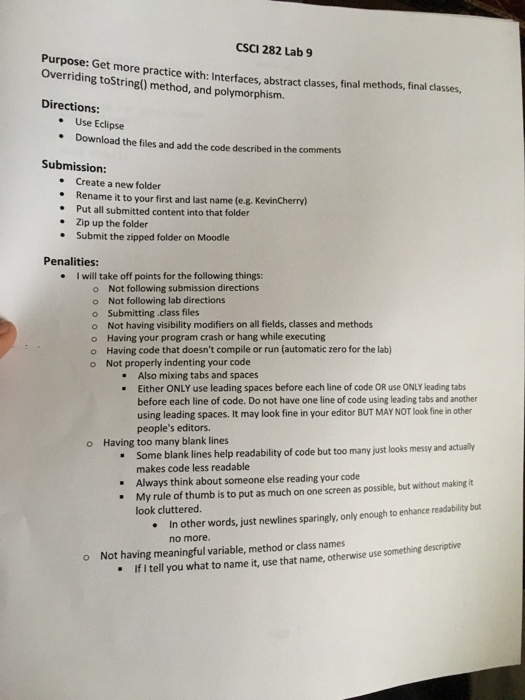 Solved Csci 282 Lab 9 Purpose Get More Practice With 