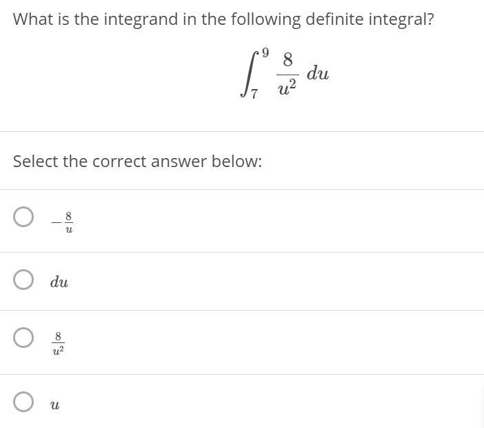 Solved What is the integrand in the following definite | Chegg.com
