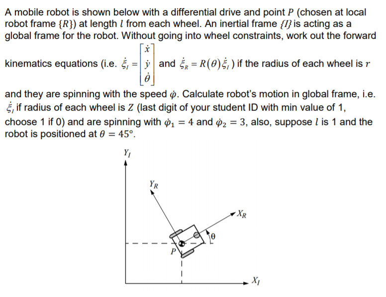 Solved A mobile robot is shown below with a differential | Chegg.com