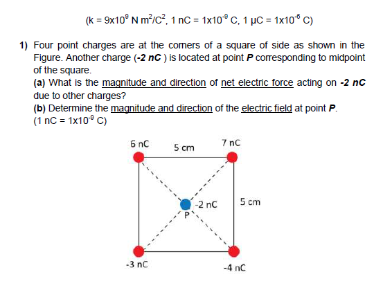 Solved Four point charges are at the corners of a square of | Chegg.com