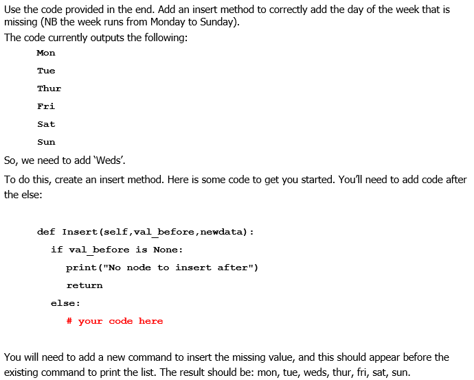 Solved Use the code provided in the end. Add an insert | Chegg.com