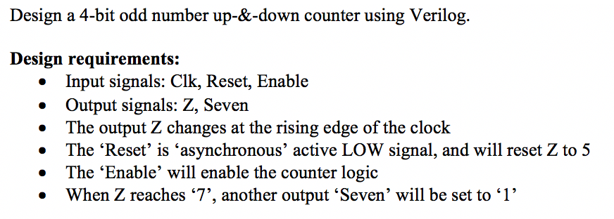 Solved Design a 4-bit odd number up-&-down counter using | Chegg.com
