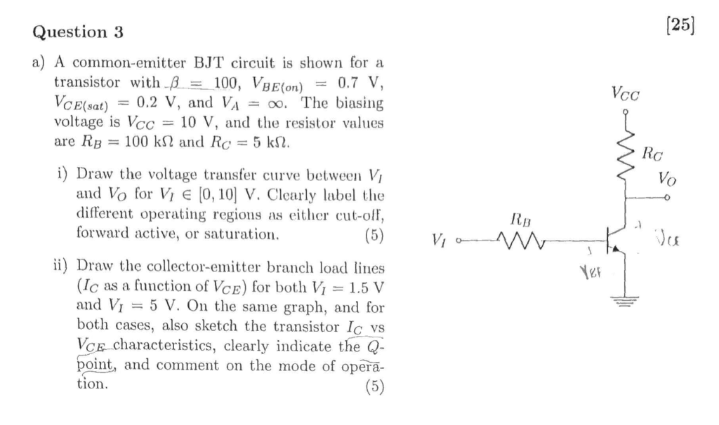 Solved a) A common-emitter BJT circuit is shown for a | Chegg.com