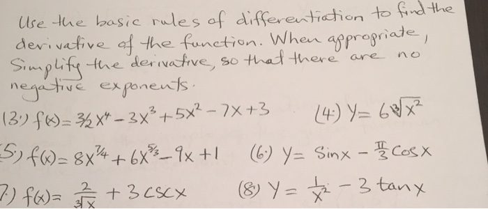 Solved Use the basic rules of differentiation to find the | Chegg.com