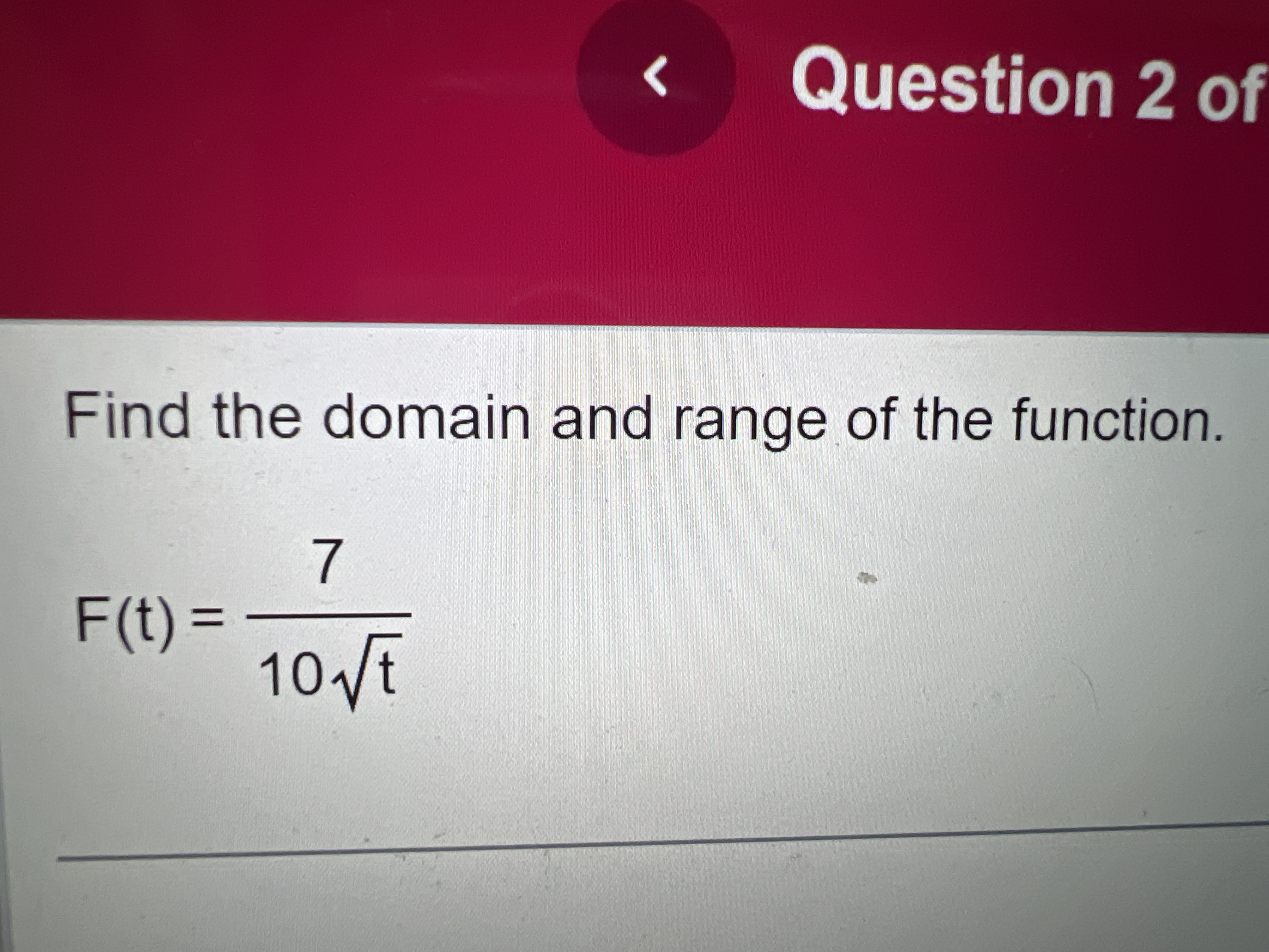 Solved Question 2 ﻿ofFind the domain and range of the | Chegg.com
