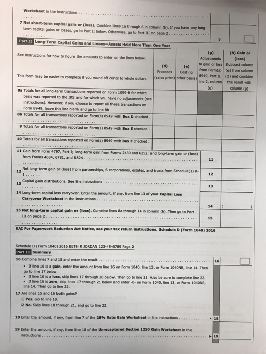 Solved Schedule D | Chegg.com