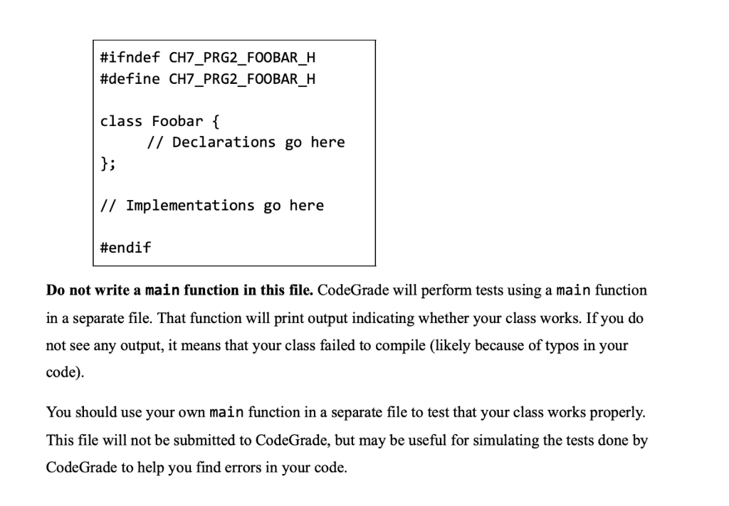 Solved Create a class named Foobar with one integer data | Chegg.com