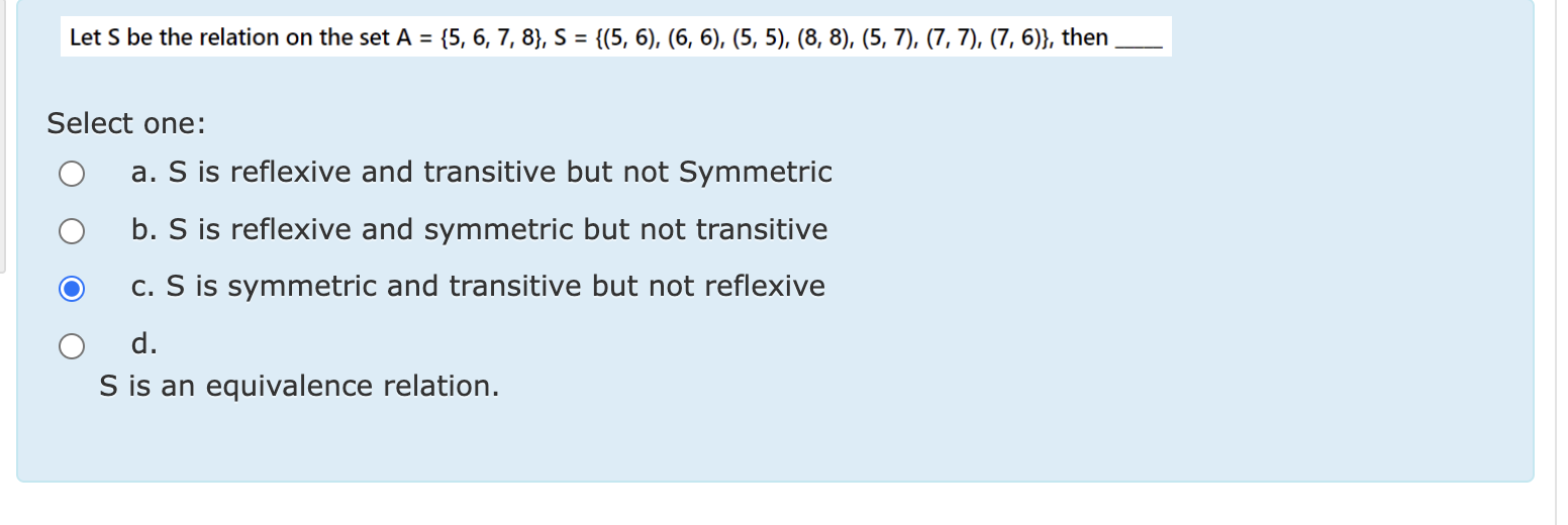 Solved Let S ﻿be the relation on the set | Chegg.com