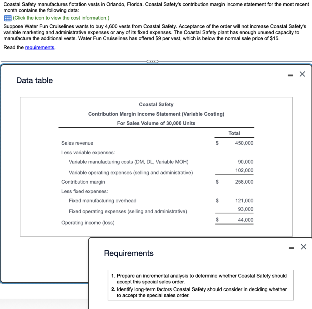 Solved Requirement 1. Prepare an incremental analysis to | Chegg.com