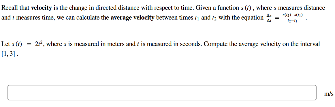 Solved Recall that velocity is the change in directed | Chegg.com