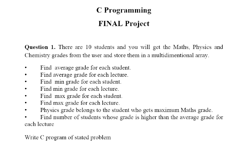 Solved C Programming Final Project Question 1 There Are 10 8965