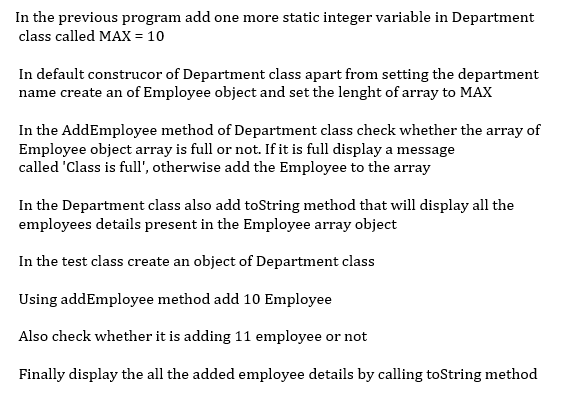Solved . . 1. Create a class Employee name, salary • default | Chegg.com
