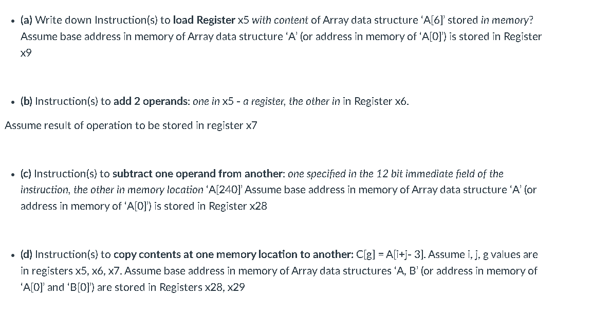 - (a) Write down Instruction(s) to load Register x5 | Chegg.com