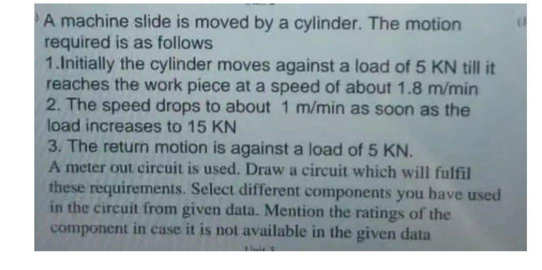 Solved A machine slide is moved by a cylinder. The motion | Chegg.com