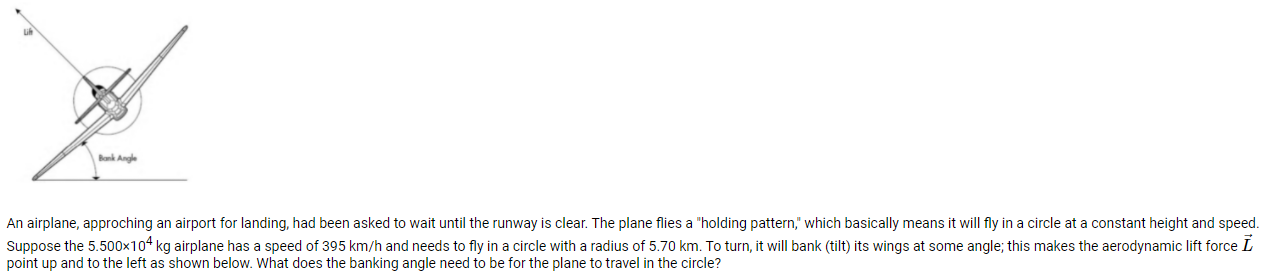 Solved Bank Angle An airplane, approching an airport for | Chegg.com