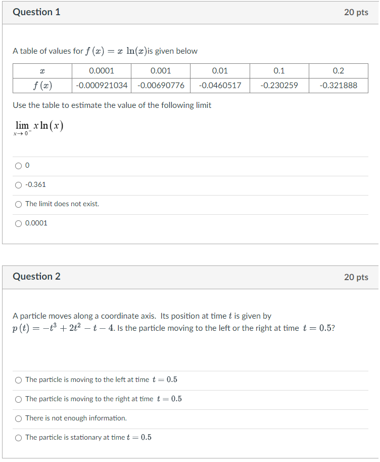 Solved A table of values for f(x)=xln(x) is given below Use | Chegg.com