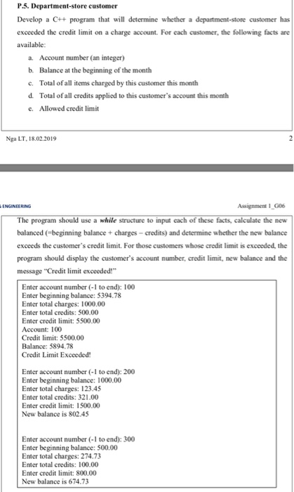 Solved P.5. Department-store customer Develop a C++ program | Chegg.com