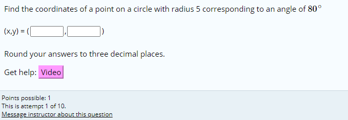 Solved Find the coordinates of a point on a circle with | Chegg.com