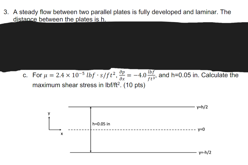 Solved A steady flow between two parallel plates is fully | Chegg.com