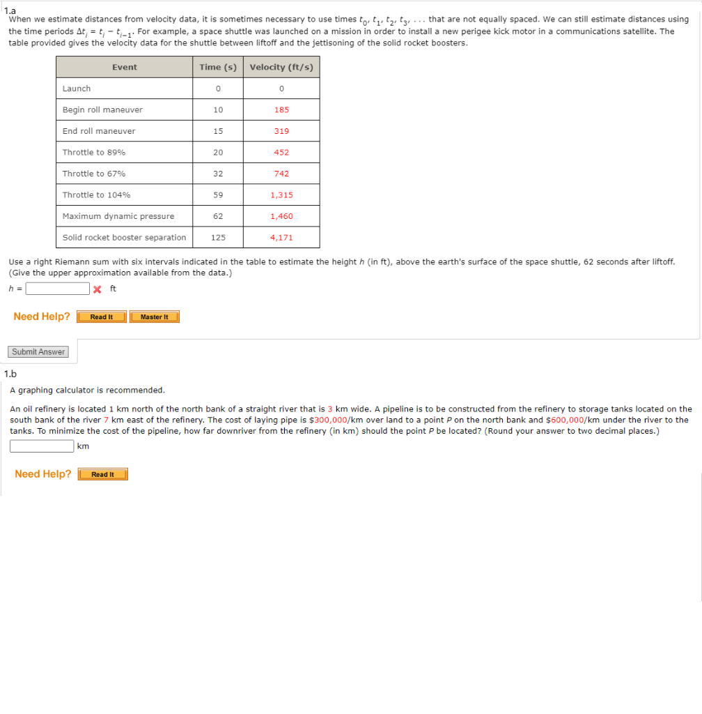 Solved 1.a When we estimate distances from velocity data, it | Chegg.com