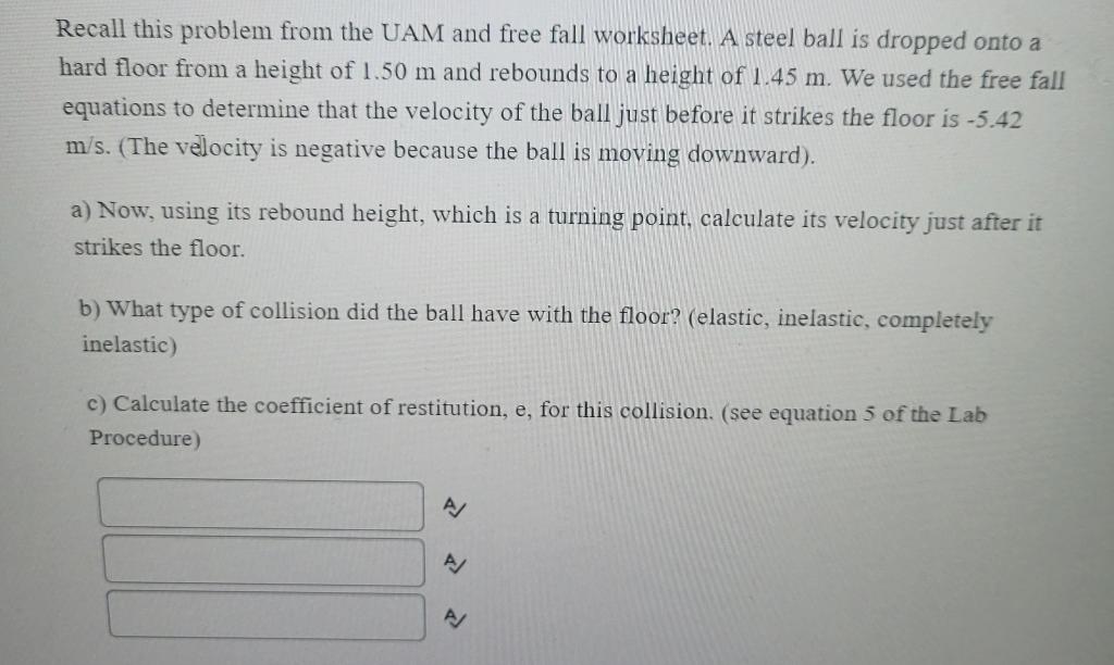 Solved Recall this problem from the UAM and free fall | Chegg.com