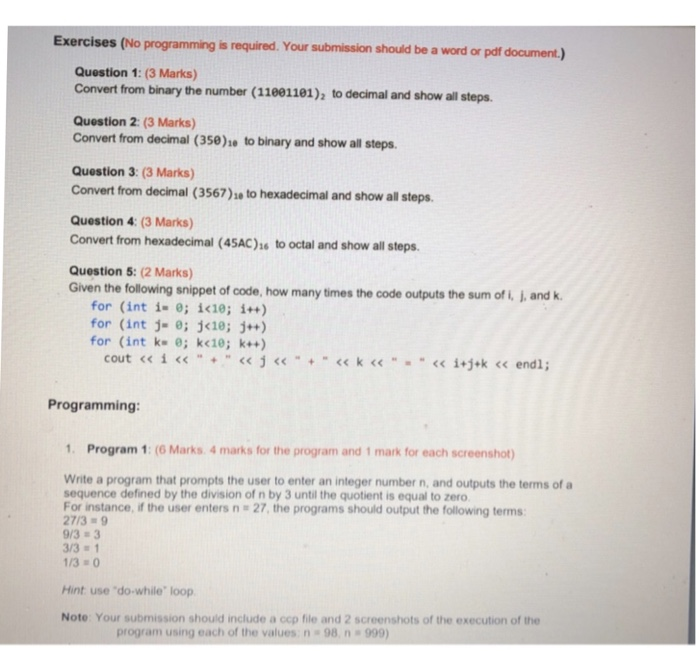 Solved Exercises (No programming is required. Your | Chegg.com