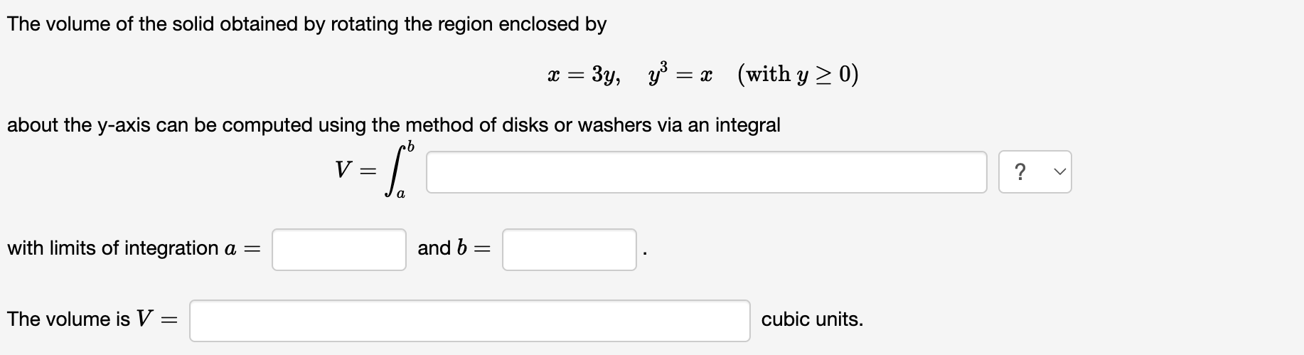 Solved The volume of the solid obtained by rotating the | Chegg.com