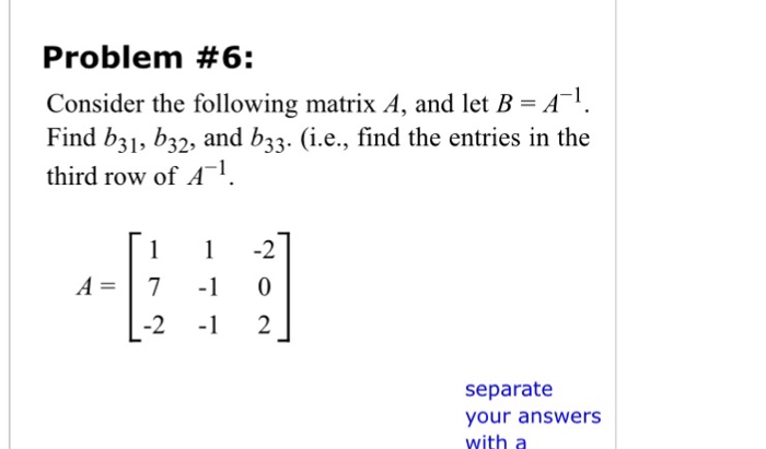 Solved Problem #6: Consider the following matrix A, and let | Chegg.com Solved Problem #6: Consider the following matrix A, and let | Chegg.com