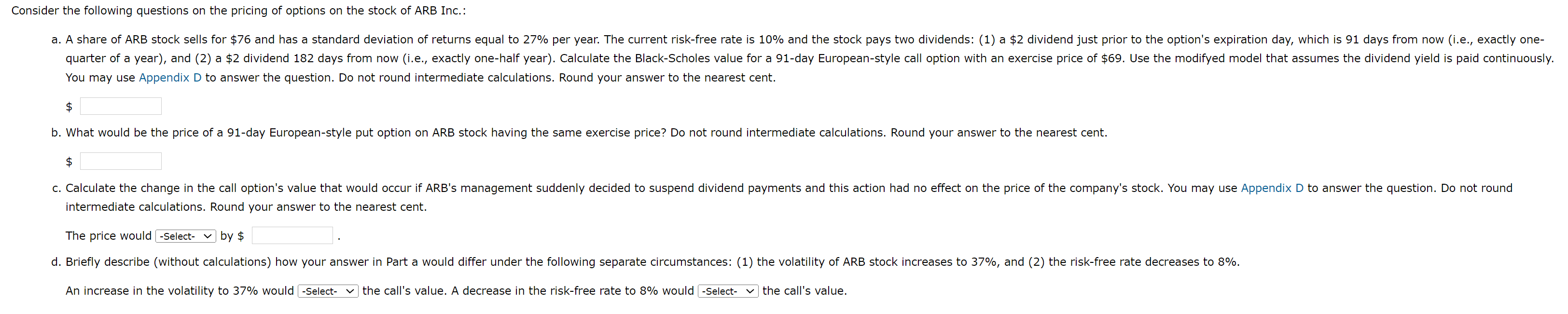 Solved Consider the following questions on the pricing of | Chegg.com
