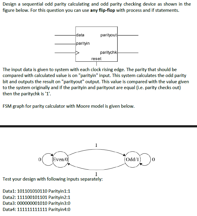Solved Design a sequential odd parity calculating and odd | Chegg.com