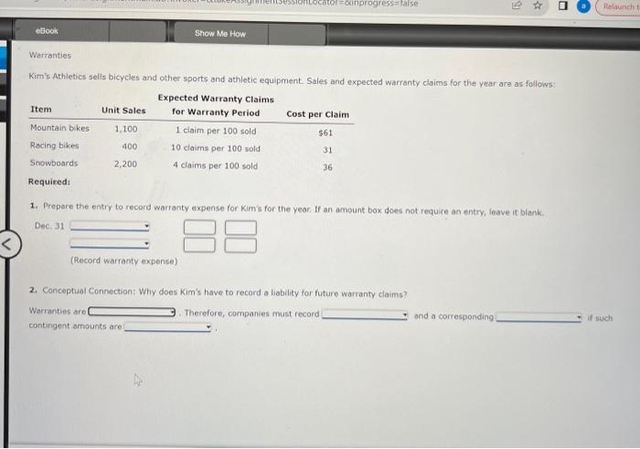 Solved Kim's Athletics selis bicycles and other sports and | Chegg.com