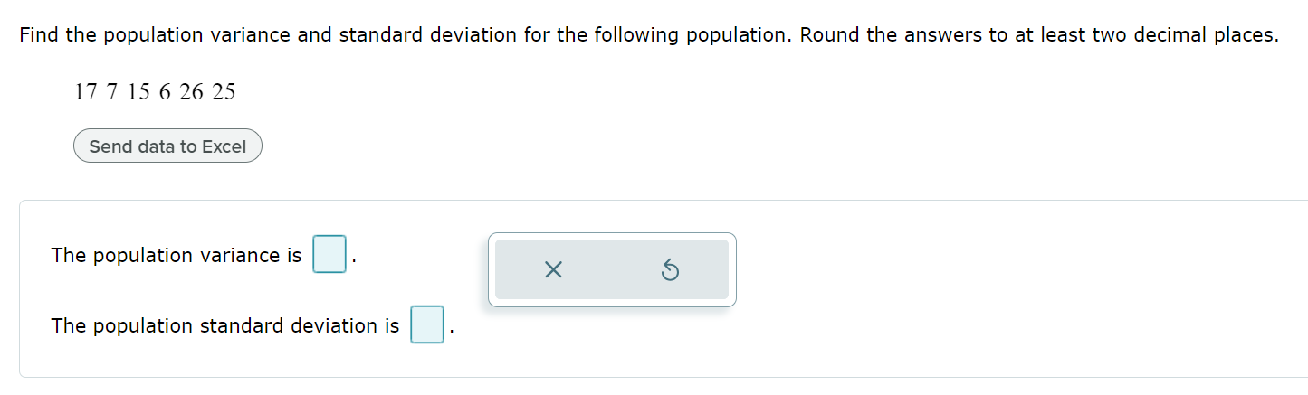 Solved Find the population variance and standard deviation | Chegg.com