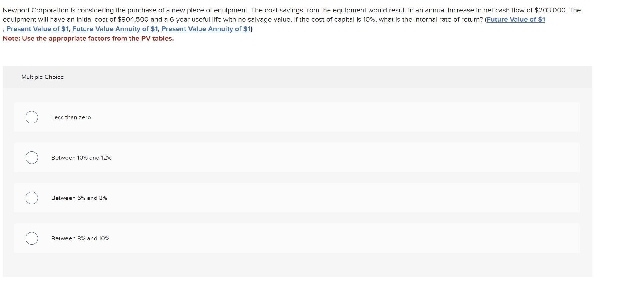 Solved Newport Corporation is considering the purchase of a | Chegg.com