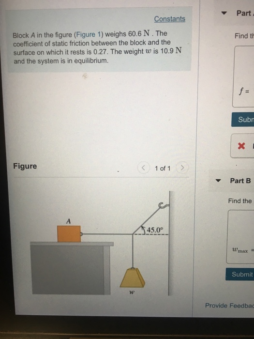Solved Part. Constants Block A in the figure (Figure 1) | Chegg.com Solved Part. Constants Block A in the figure (Figure 1) | Chegg.com
