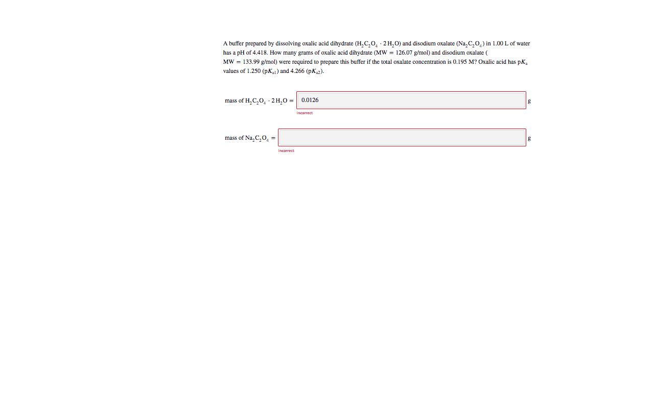 Solved A buffer prepared by dissolving oxalic acid dihydrate | Chegg.com